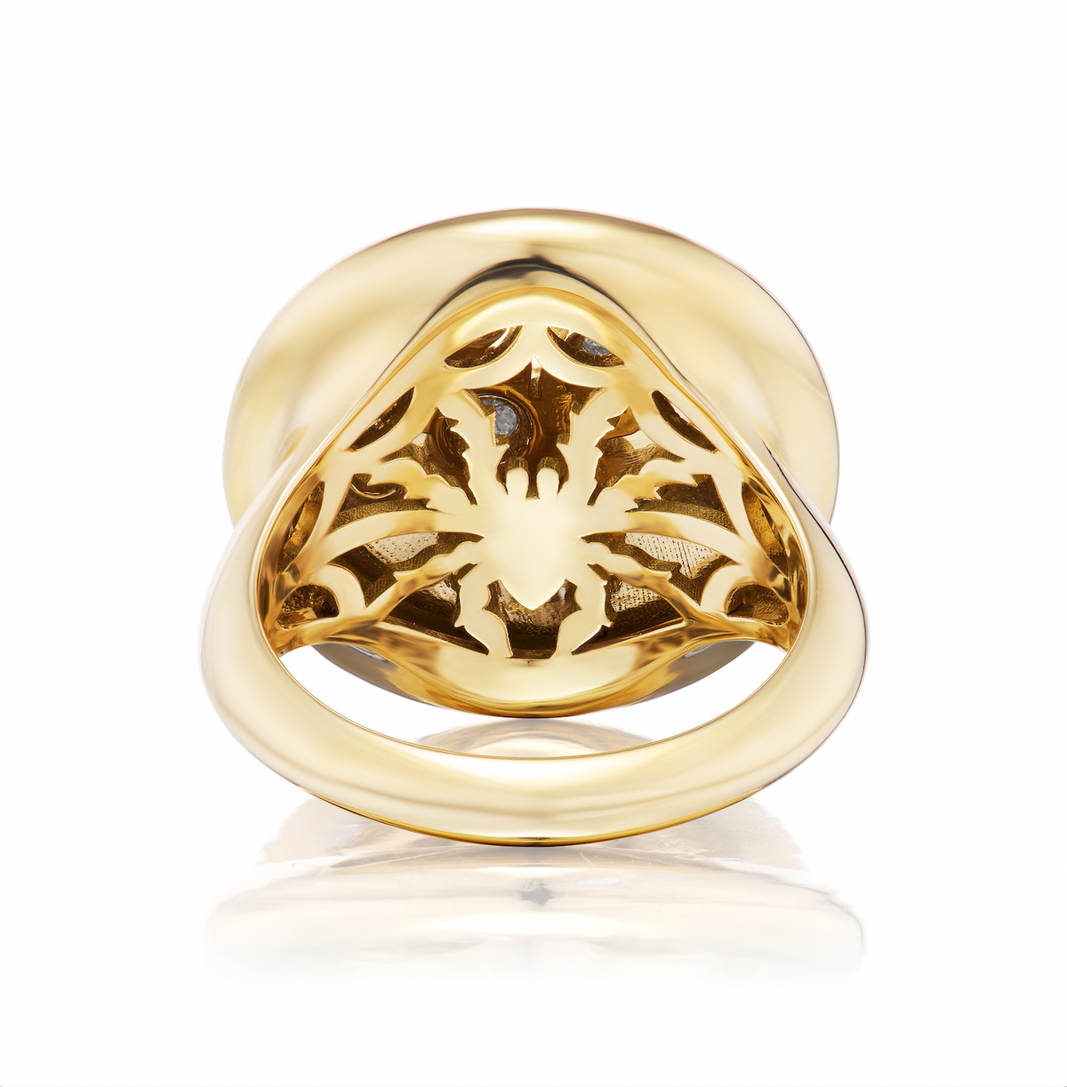 Creativity Signet Ring – 18K Gold Spider Totem with Diamond Web by ...